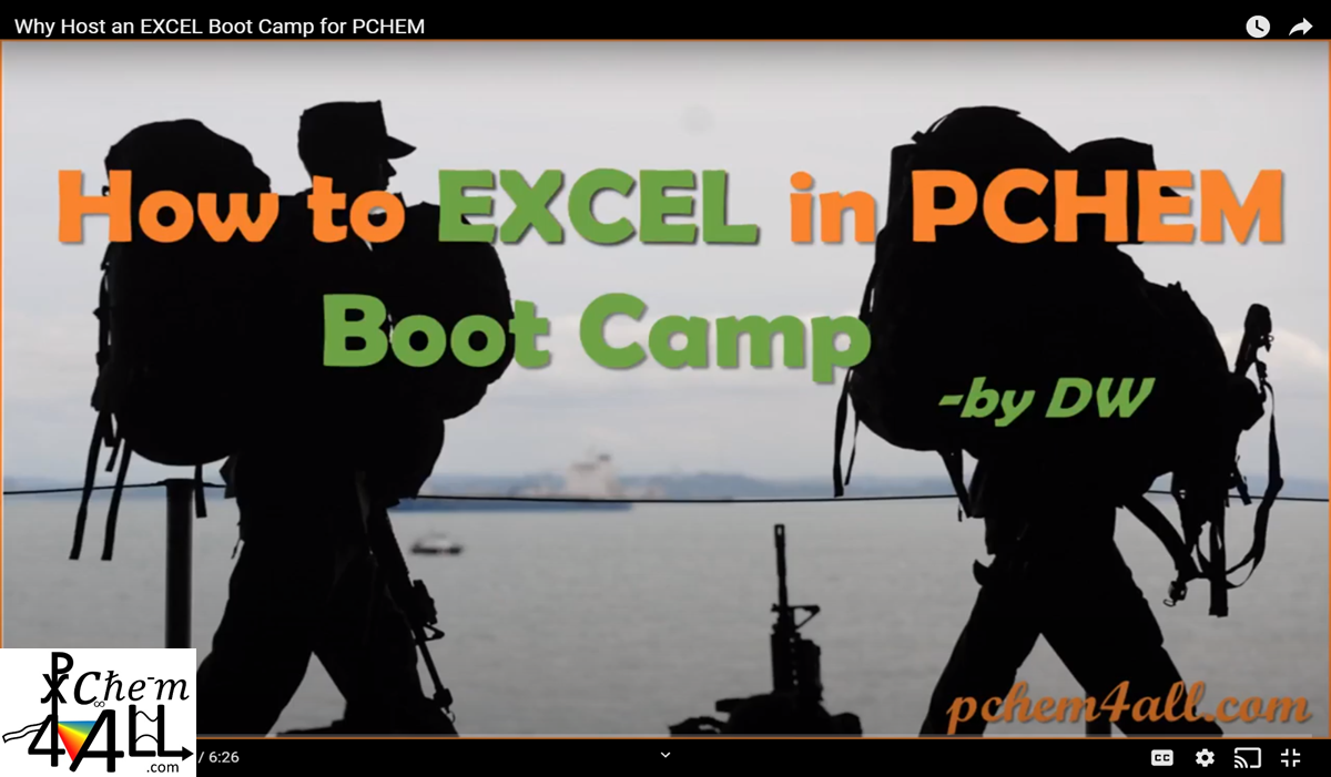 How to EXCEL in PCHEM? – PChem4all – Dr. Williams' Science Blog